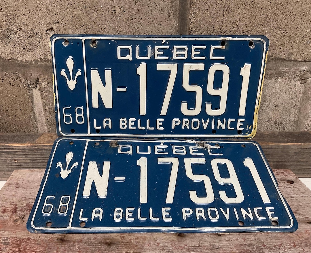 Vintage Pair of Quebec License Plates 1968. - Etsy