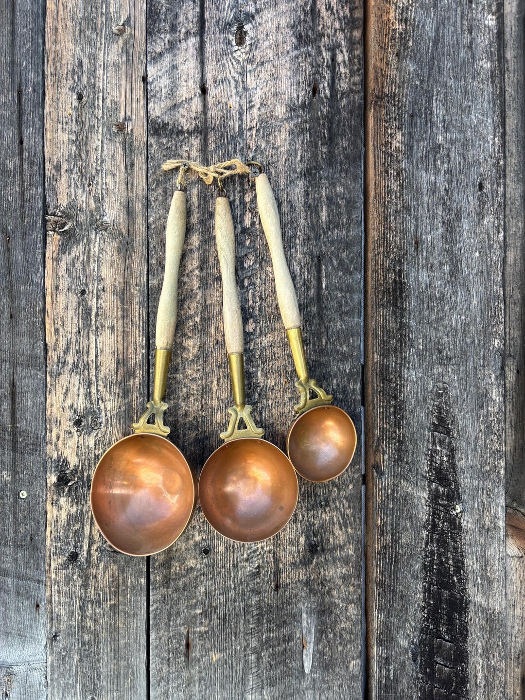 Art Deco Copper Ladle Set / 60s Antique Copper Kitchen Utensils. - Etsy