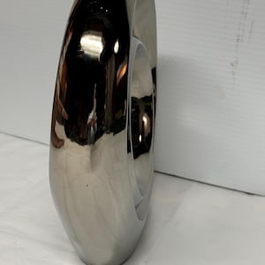 Vintage Modern Silver Reflective Ceramic Abstract Sculpture With ...
