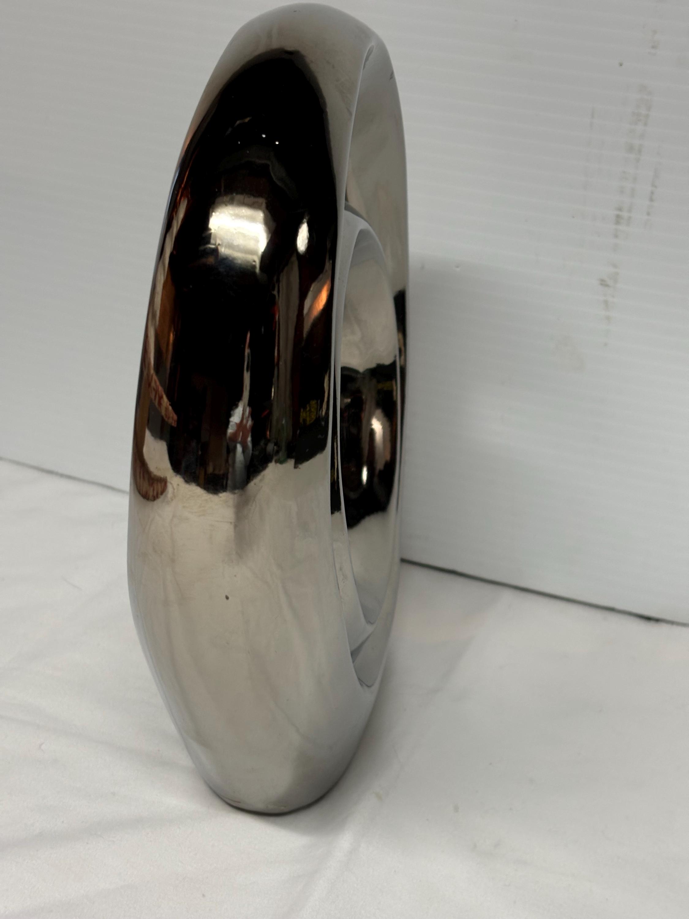 Vintage Modern Silver Reflective Ceramic Abstract Sculpture With ...