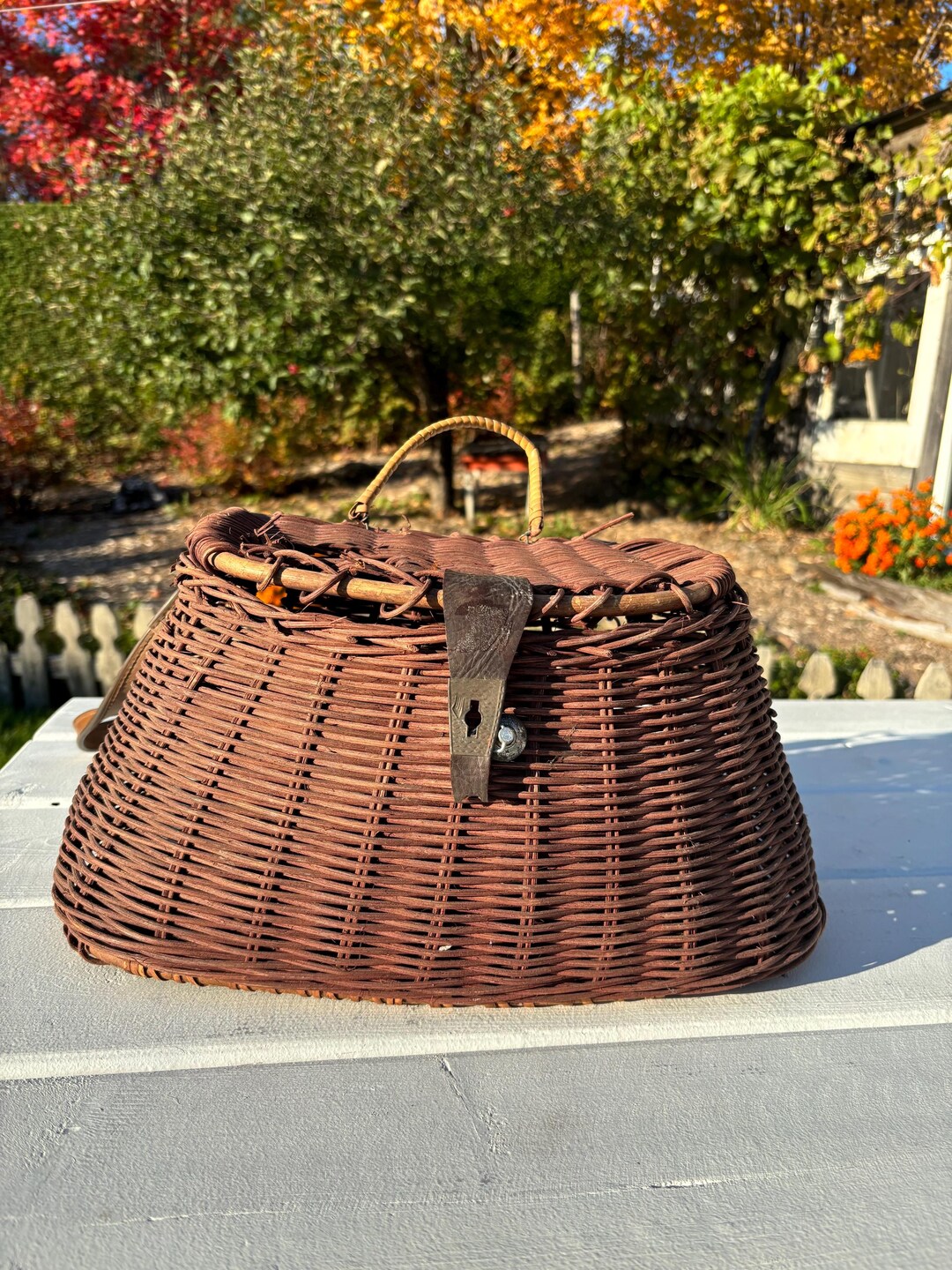 Vintage Wicker Fishing Basket, Fishing Collectible, Old Basket, - Etsy