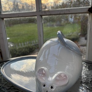 GIANT WHITE MOUSE Antique Mid Century Cheese Bowl, Ceramic Bowl and ...