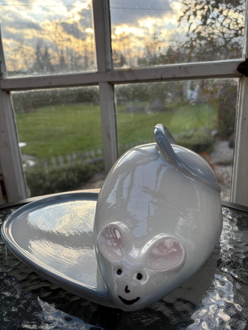 GIANT WHITE MOUSE Antique Mid Century Cheese Bowl, Ceramic Bowl and ...