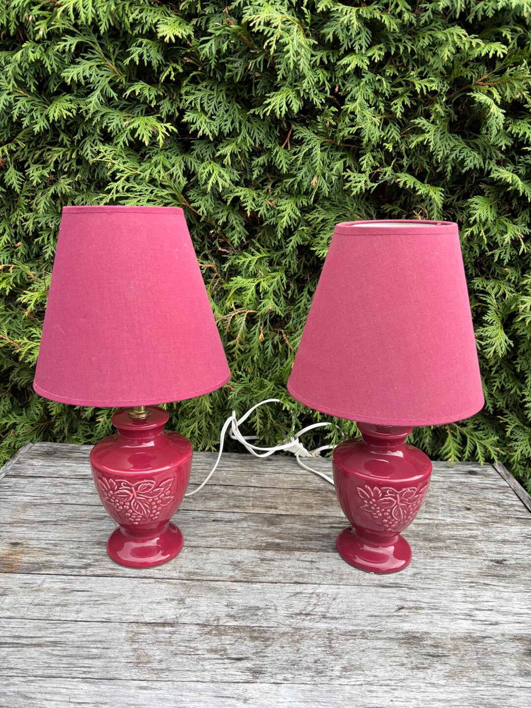Pair of Vintage 80s Ceramic Table Lamps, Mid Century Modern, Deep Warm ...