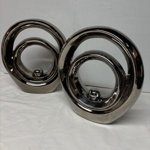 Vintage Modern Silver Reflective Ceramic Abstract Sculpture With ...