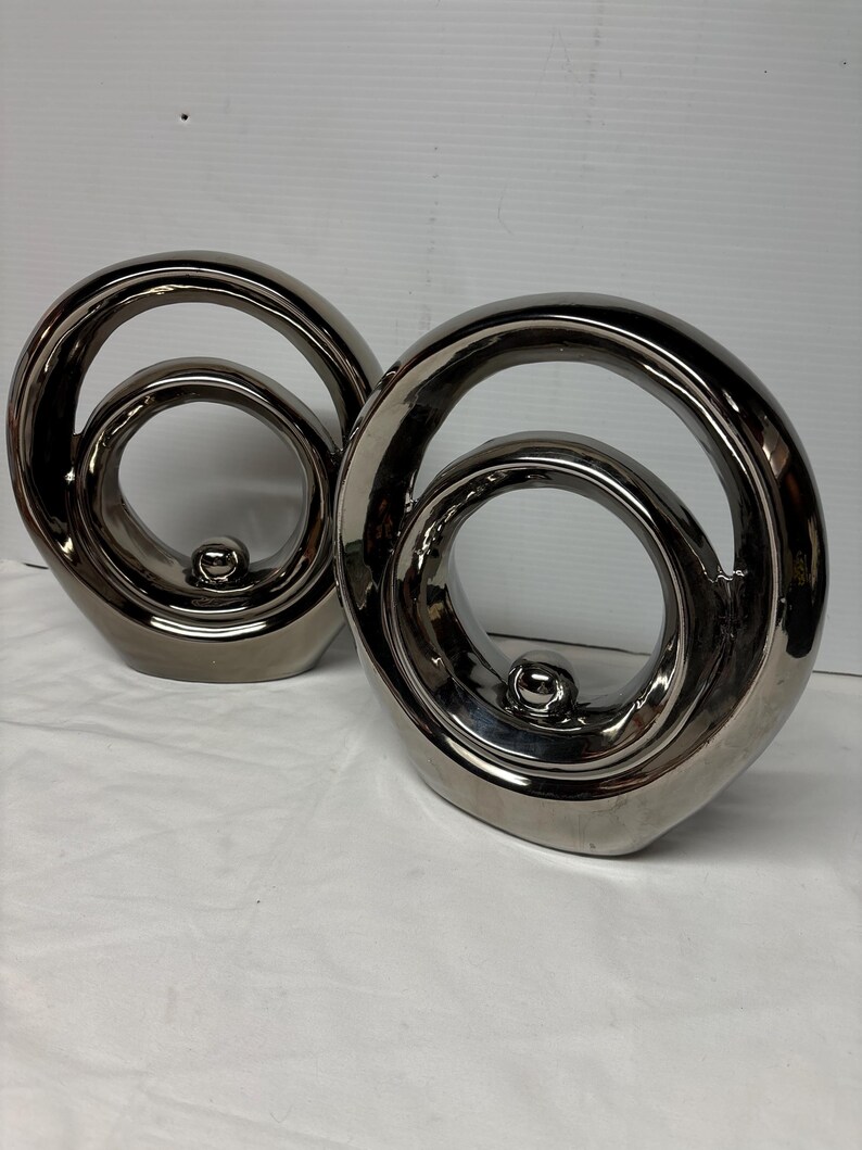 Vintage Modern Silver Reflective Ceramic Abstract Sculpture With ...