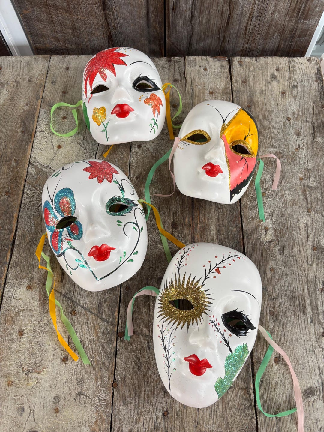 Vintage Ceramic Mardi Gras Mask: Hand Painted Wall Decor. CHOOSE… Gold ...