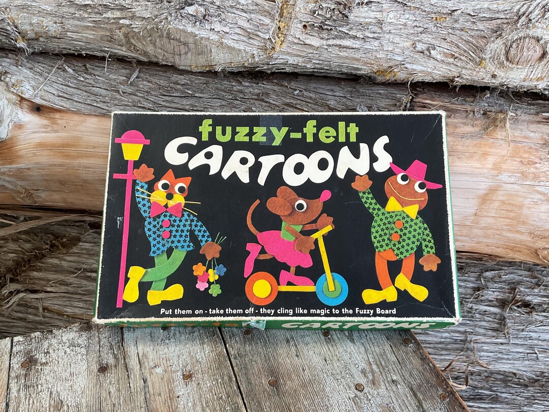 Vintage 1973 Fuzzy Felt Cartoons Picture Set - Made in England. - Etsy