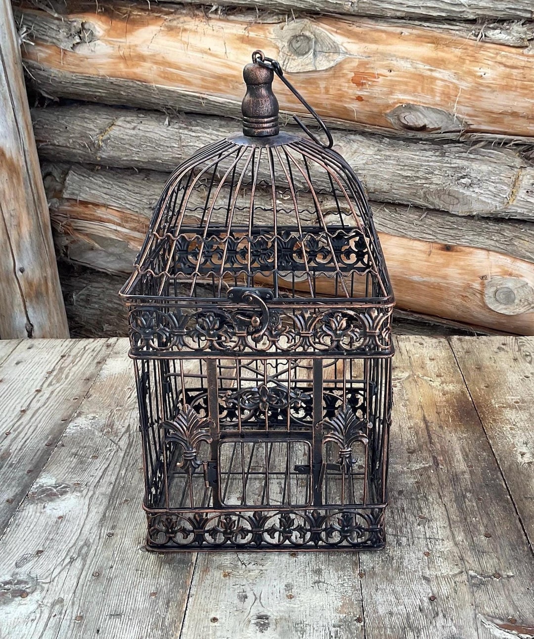 Metal Bird Cage, Rustic Cage Decor, Decorative Hanging Bird Cage. Bird ...