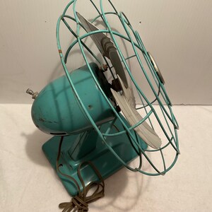 Mid Century Electric Fan, Aqua Blue, Dominion Fan, Art Deco Fan, Needs ...