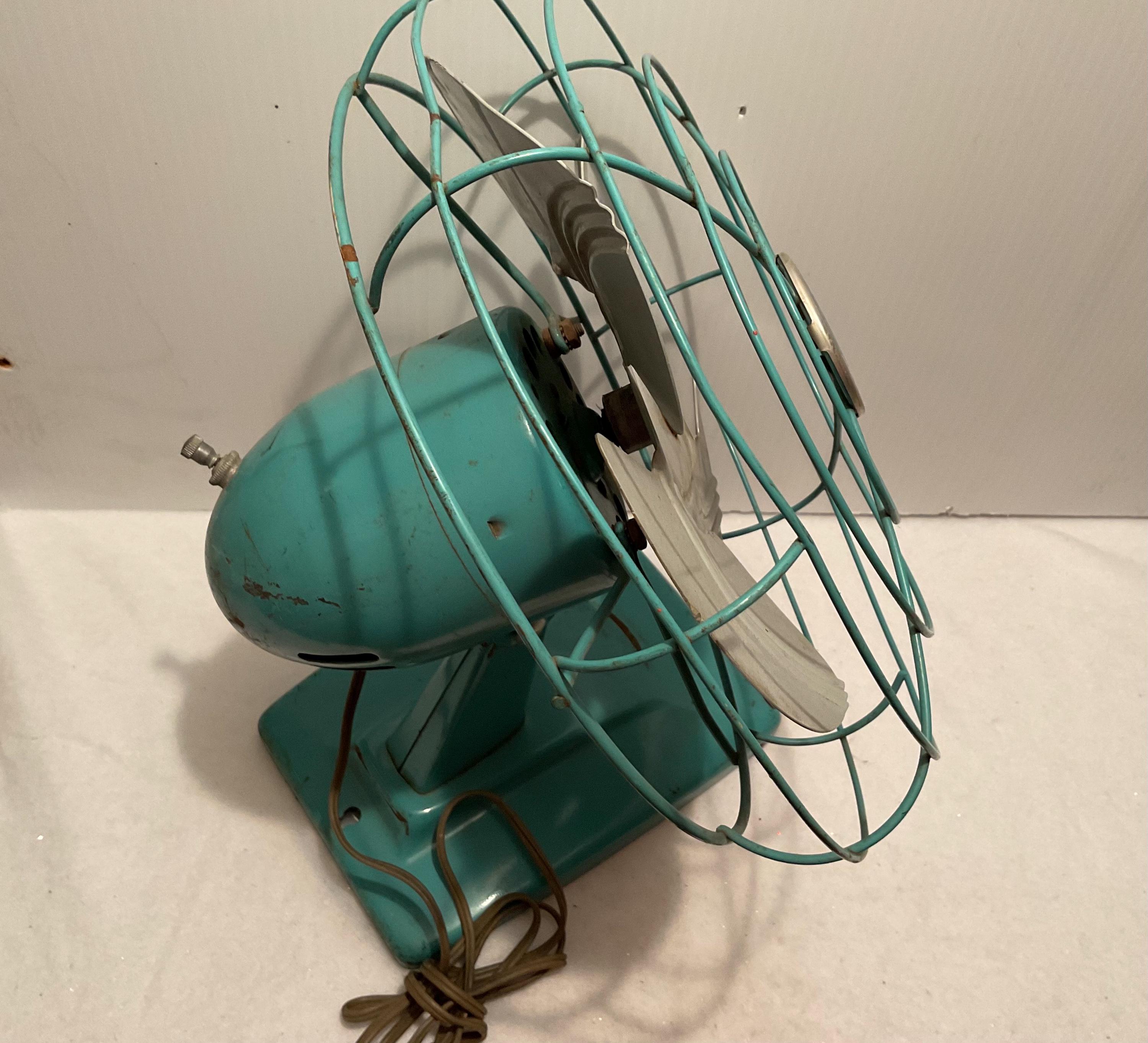 Mid Century Electric Fan, Aqua Blue, Dominion Fan, Art Deco Fan, Needs ...
