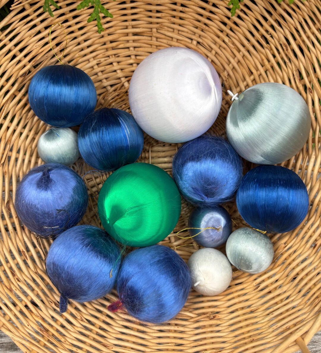 Vintage Set of 14 Satin Balls Christmas Decorations Mismatched Colors ...