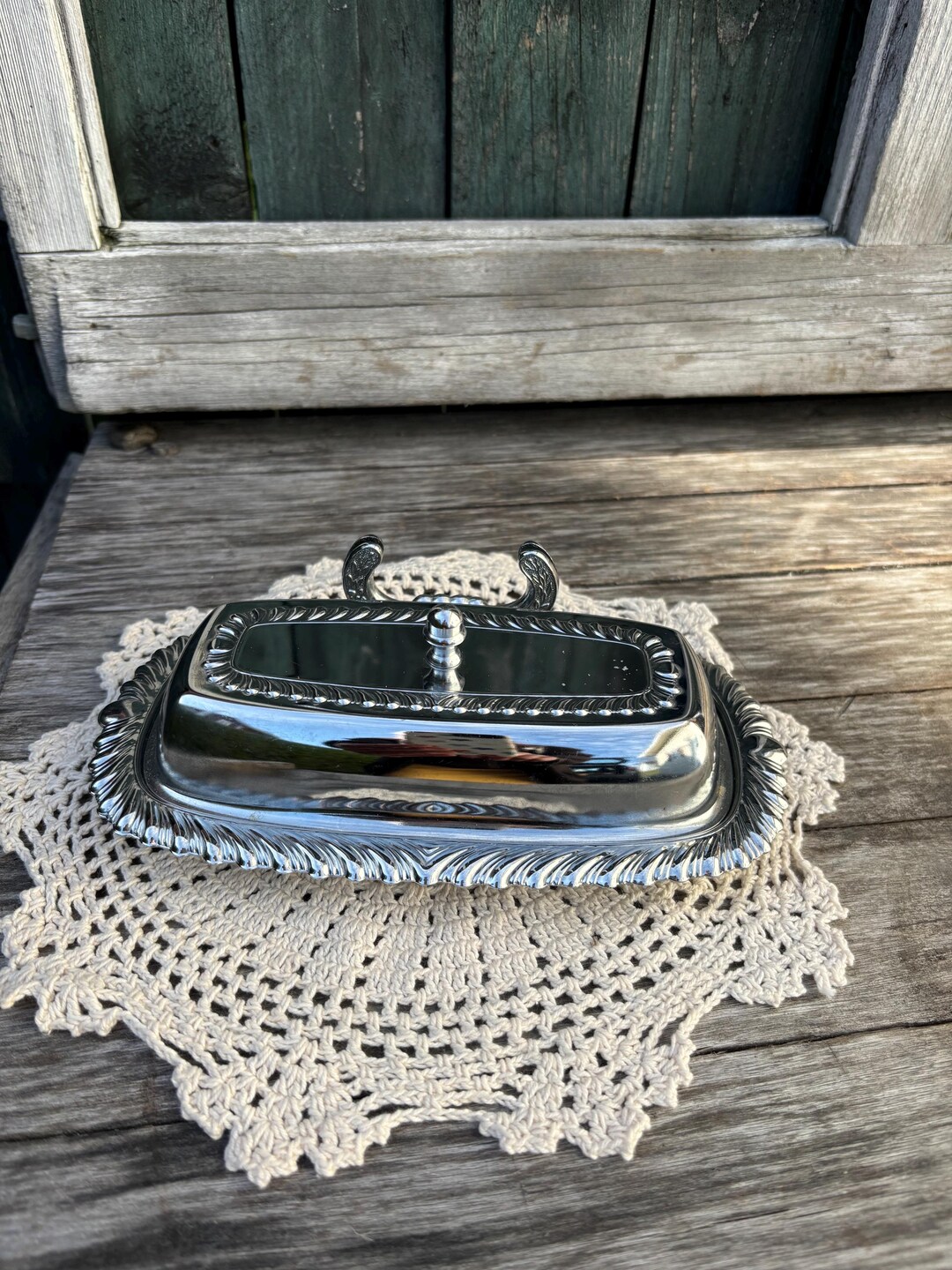 Vintage Stainless Steel and Glass Butter Serving Dish, Vtg Mid Century ...