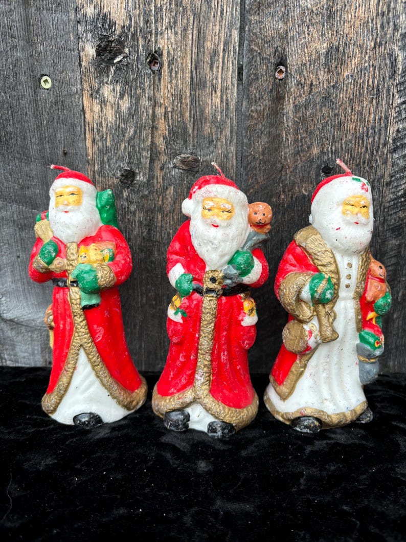 Three Old Santa Candles. Old Christmas Candles. - Etsy