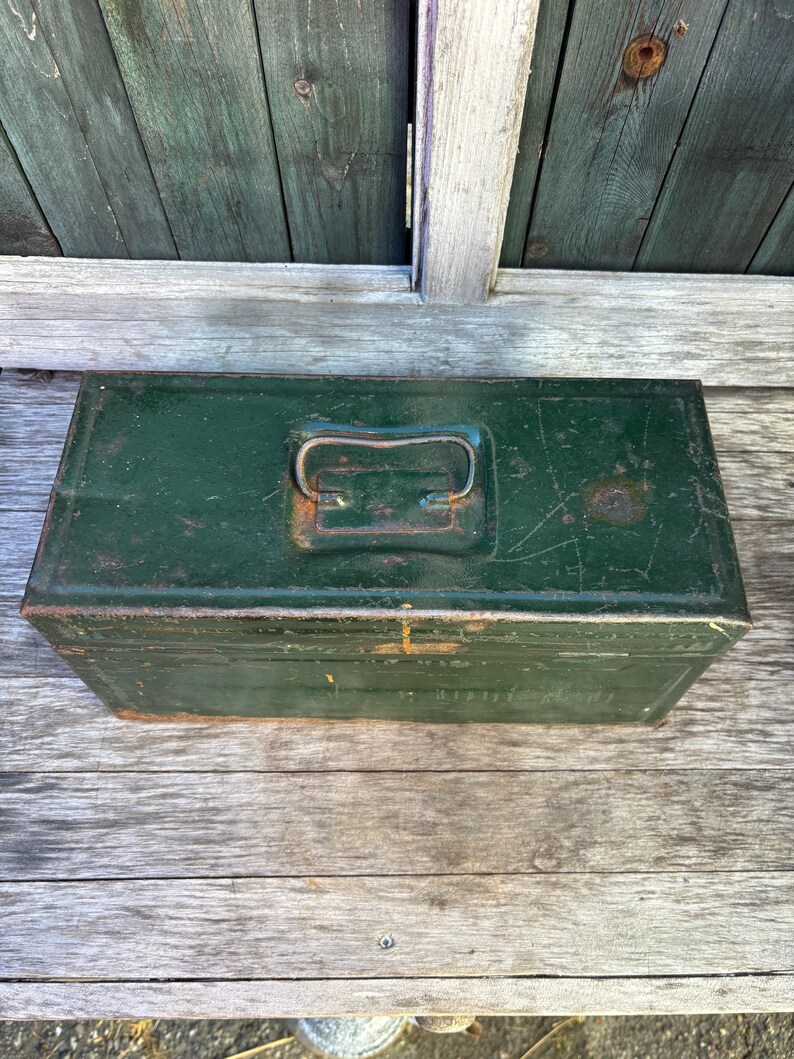Vintage Dark Green Metal Toolbox. Come With the Key, but the Lock is ...
