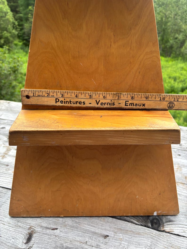 Vintage Handmade Cubist Stool. Wooden Stool With Green Vinyl Seat and ...