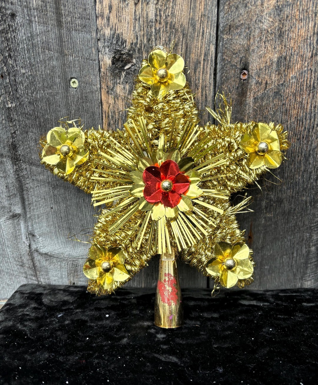 Gold Star Tinsel Christmas Tree Topper, NOT Illuminated, Vintage 1970s ...