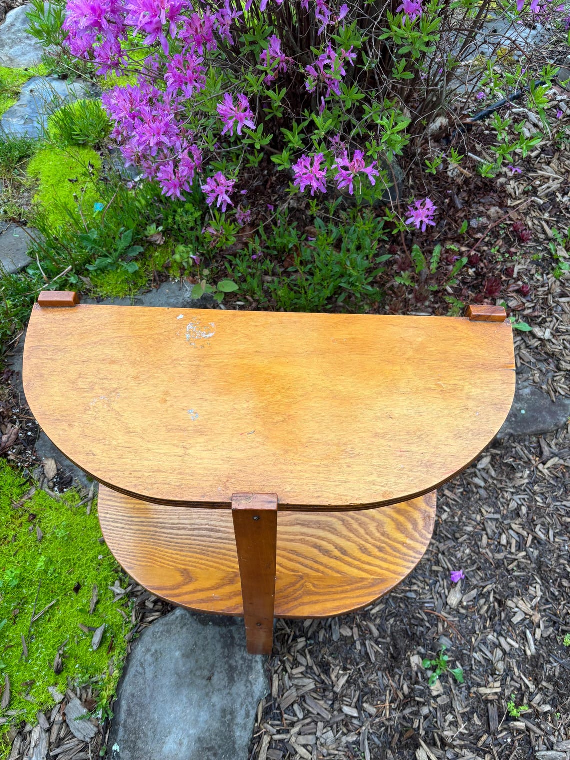 MCM Vintage Half Moon Wooden Side Table, Console Table - Etsy