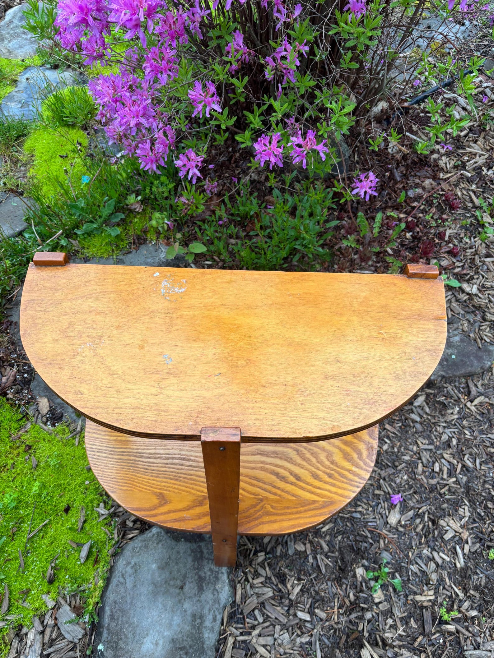 MCM Vintage Half Moon Wooden Side Table, Console Table - Etsy