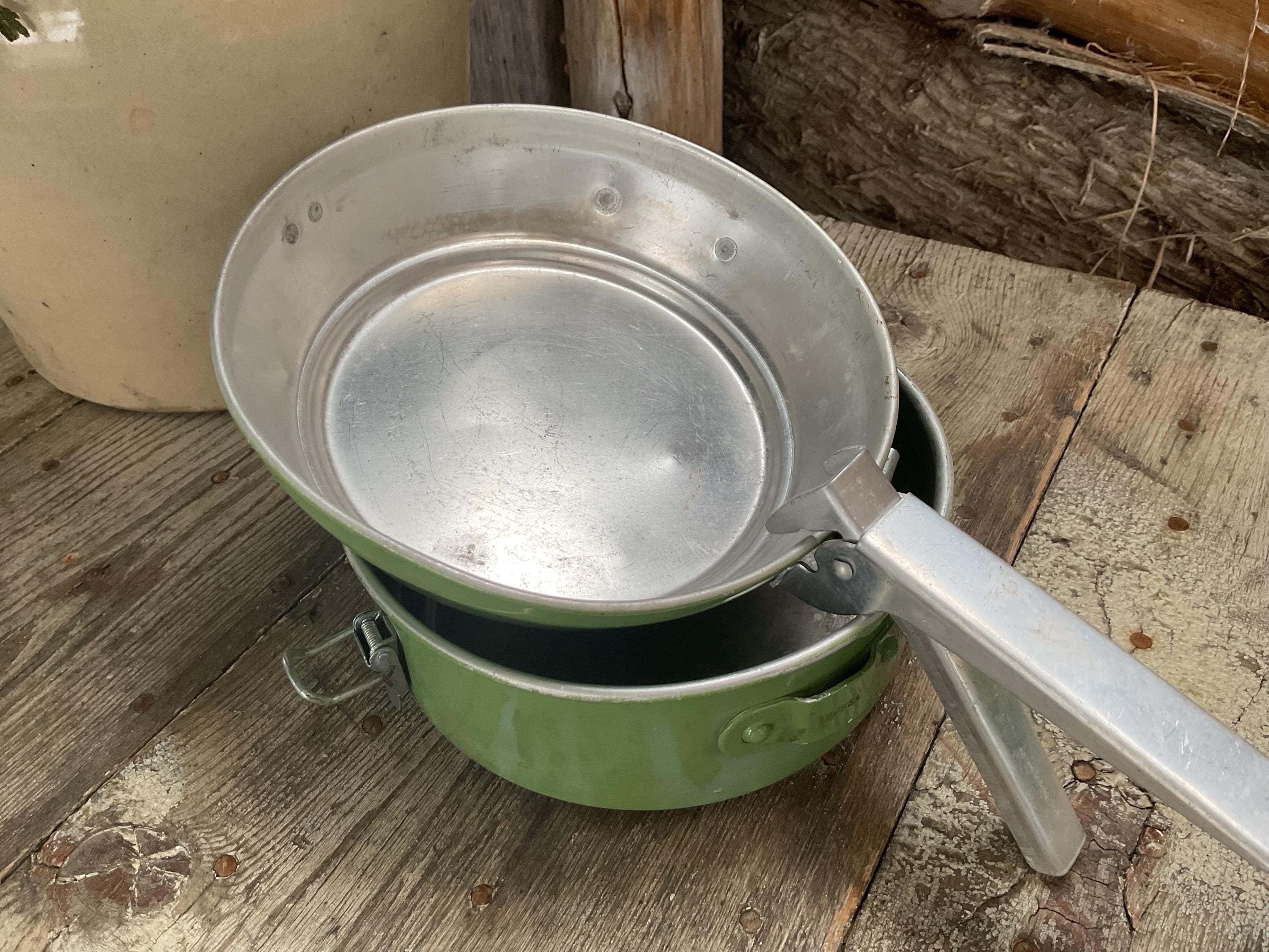 Vintage Mess Kit Nesting 12/76 Aluminum Serves 3 Camping Cooking Hong ...