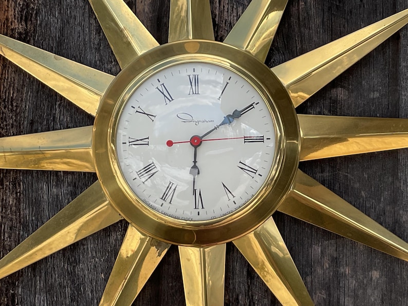 Ingraham Mid Century Starburst Clock / Gold 1960's Electric Clock. - Etsy