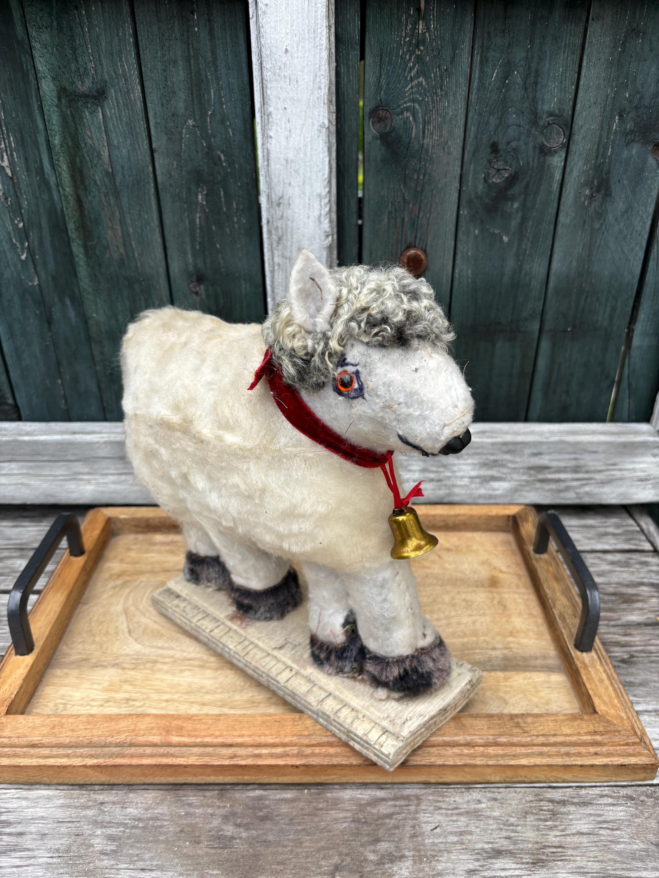 Old Woolly Sheep, Antique Crib Sheep, Nativity Figure, Folk Art, Shabby ...