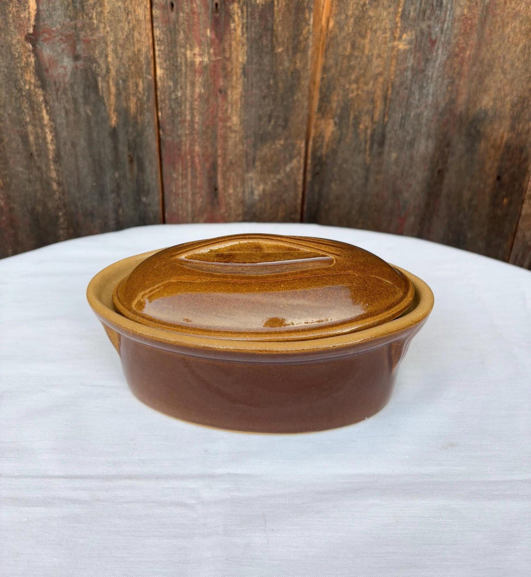 Oval Terrine Brown Casserole Pot France With Lid Renault Berry .10 ...