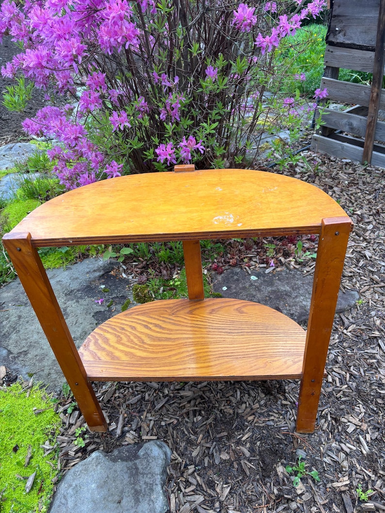 MCM Vintage Half Moon Wooden Side Table, Console Table - Etsy
