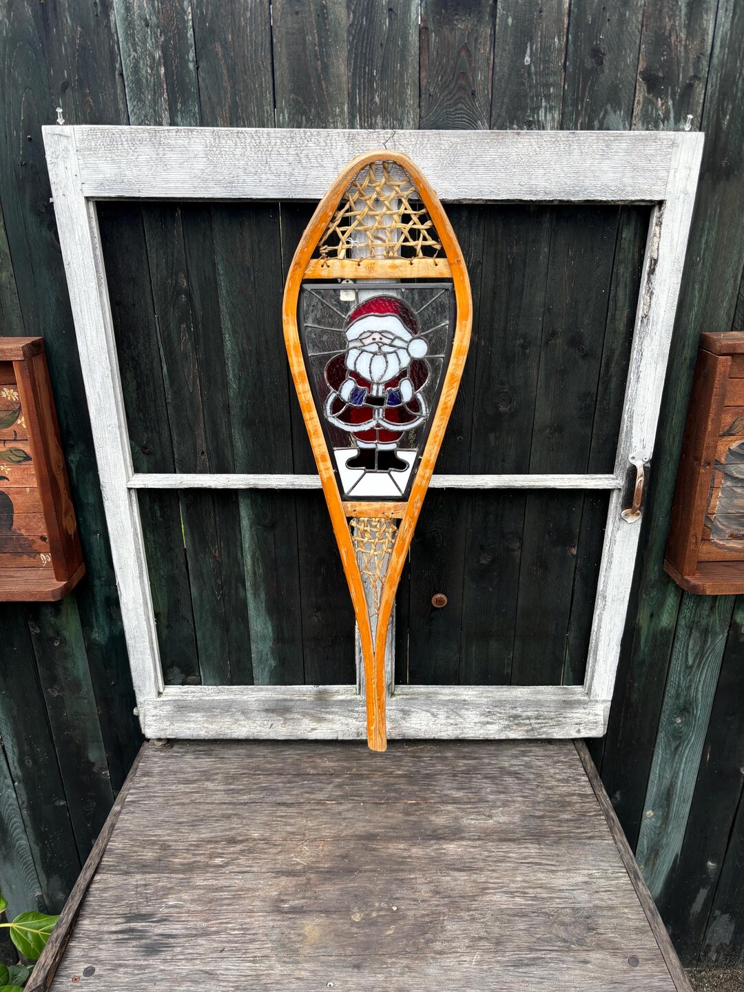 Stained Glass Santa Claus in Mini Huron Snowshoe. Hand Made. - Etsy