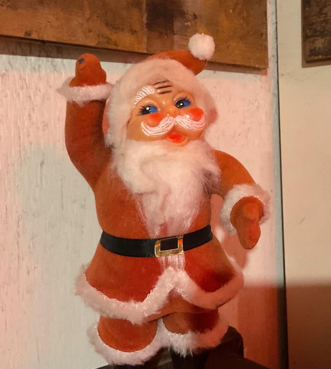 Vintage Flocked Santa Claus. Christmas Ornament. - Etsy