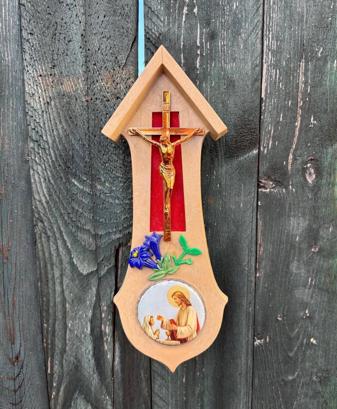 Vintage Plastic Wall Crucifix W/ Girl at First Communion Gift for Child ...