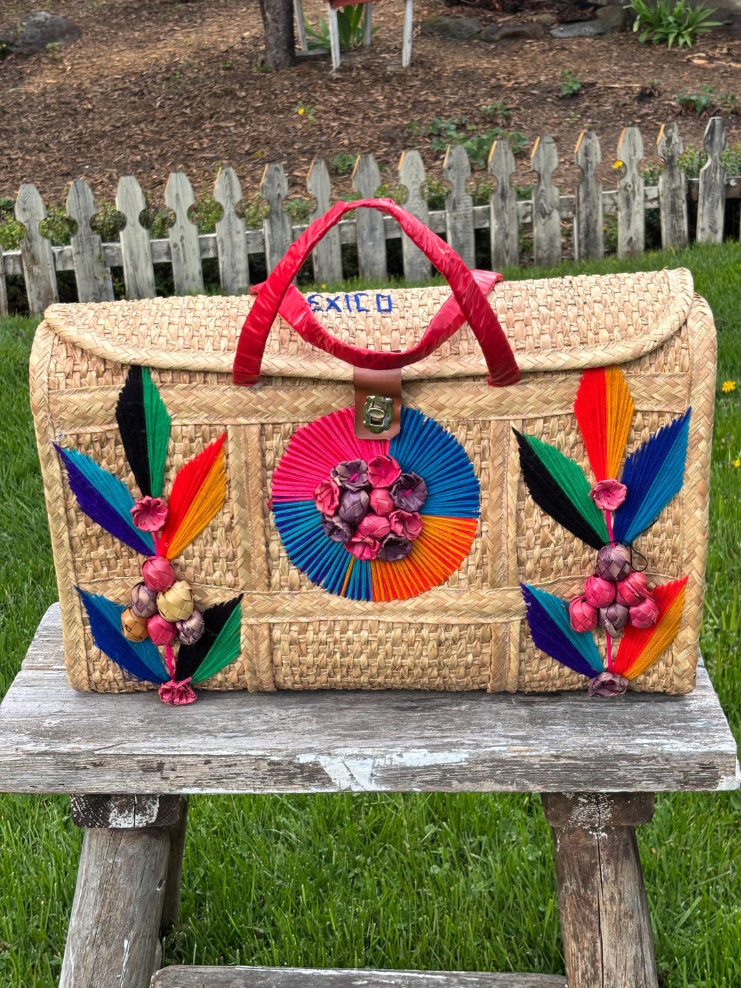 Vintage Mexican Woven Straw Beach Bag, Straw Summer Bag, Market Bag. - Etsy