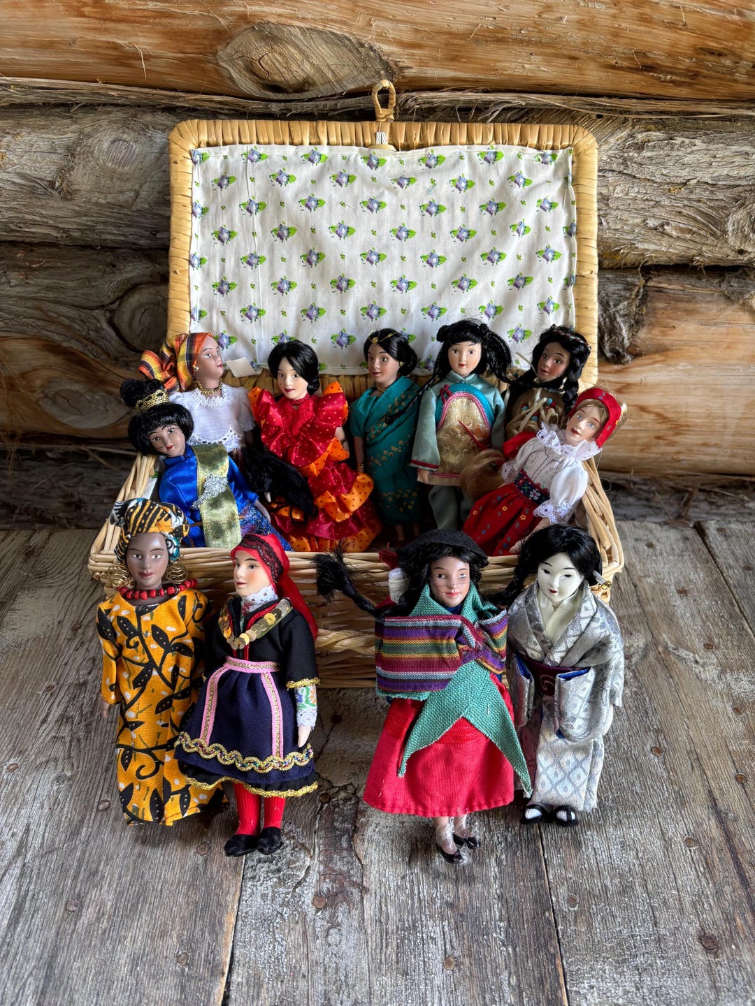 Vintage Collection of 11 Ethnic Porcelain Dolls With Traditional ...
