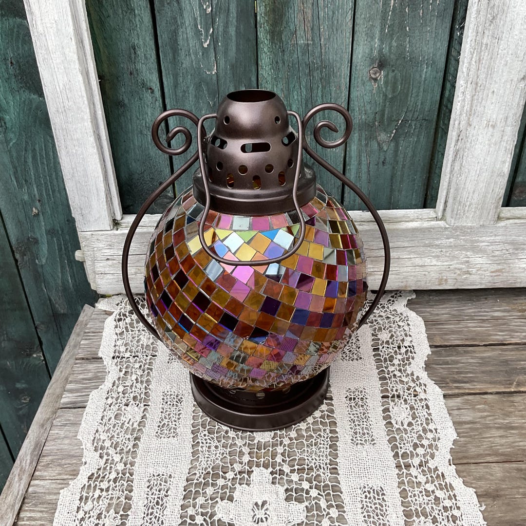 Retired Orange Partylite Global Fusion Mosaic Moroccan Style Candle ...