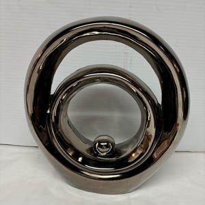 Vintage Modern Silver Reflective Ceramic Abstract Sculpture With ...