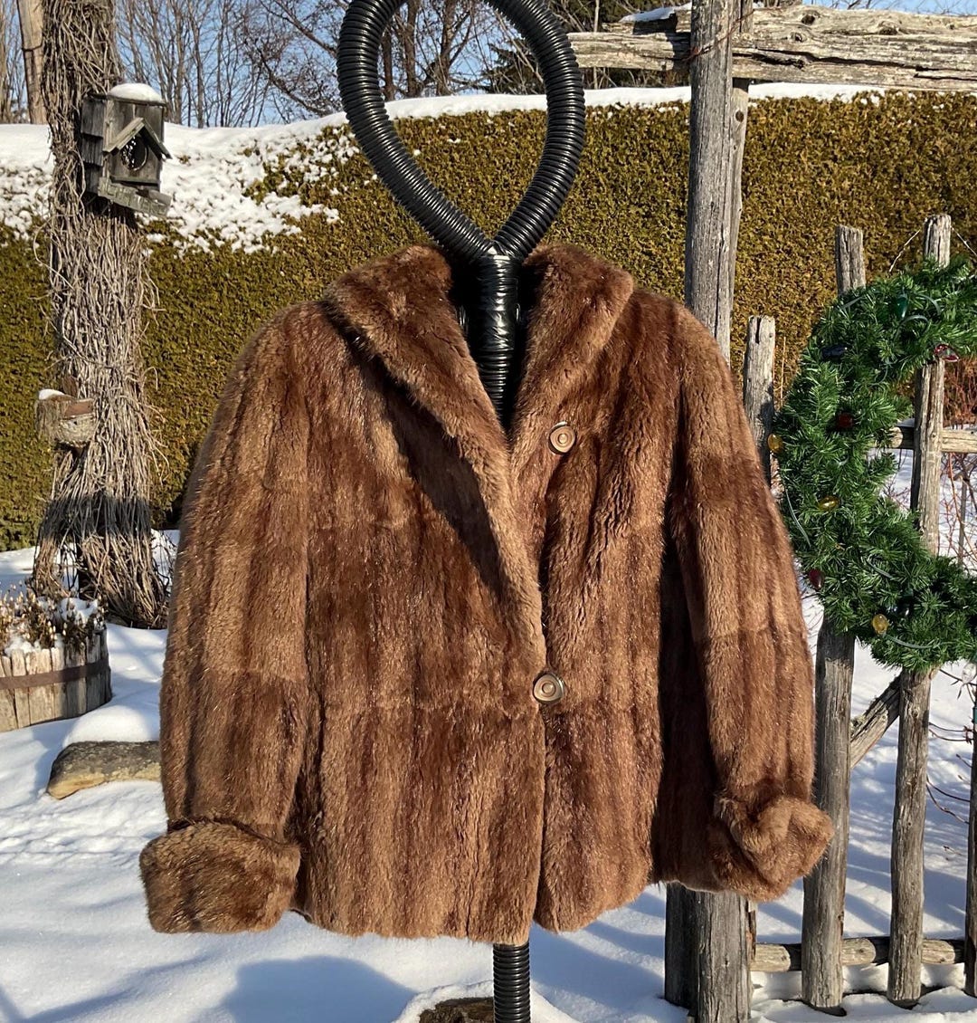 Vintage 1970s Brown Mink Fur Coat / Vintage Mink Jacket / Authentic Fur ...