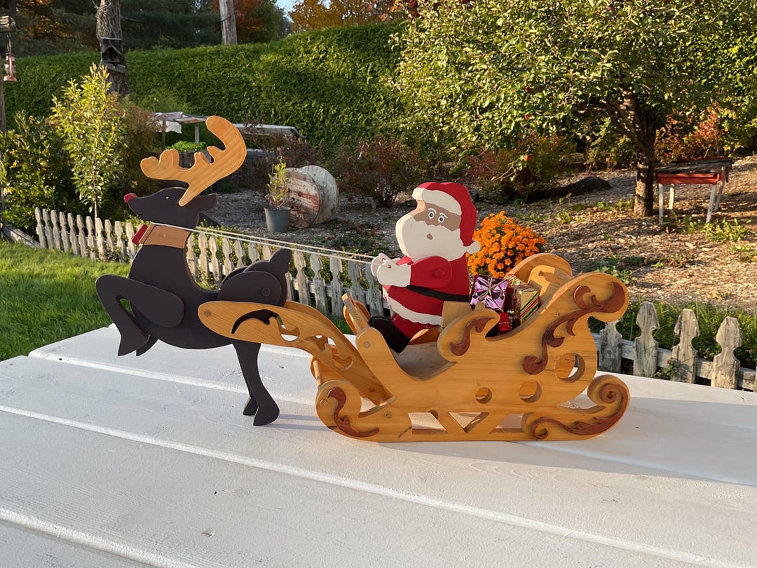 Handmade…. Wooden Santa Sleigh. Santa Claus and the Red-nosed Reindeer ...