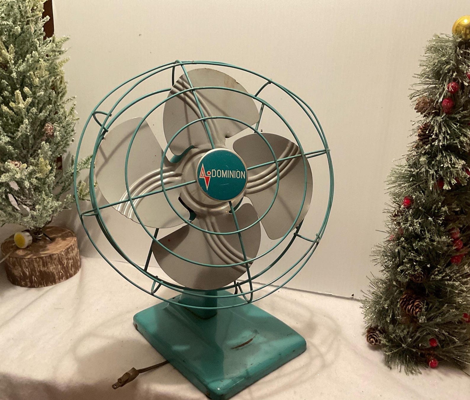 Mid Century Electric Fan, Aqua Blue, Dominion Fan, Art Deco Fan, Needs ...