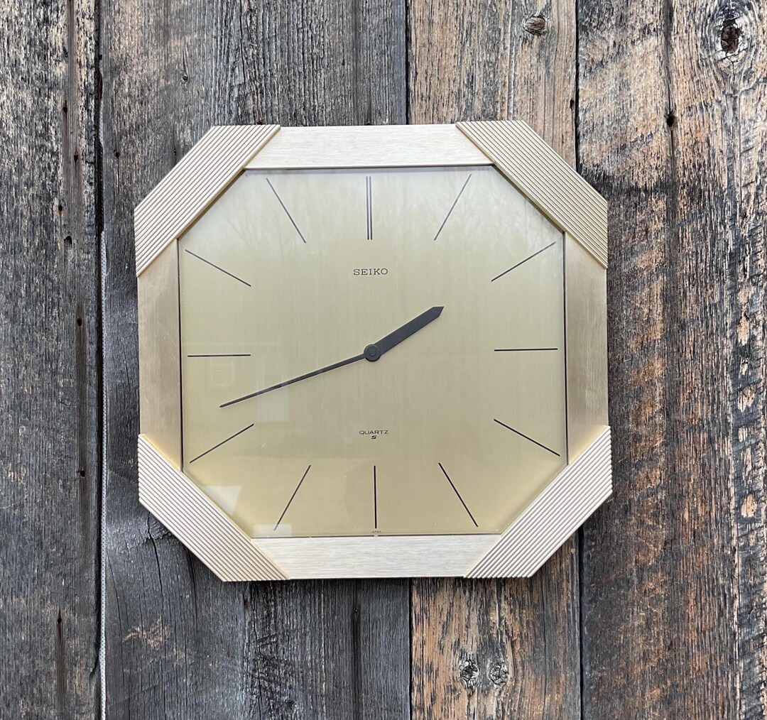Seiko Vintage Gold Square Octagonal Brass Wall Clock. Functional. - Etsy
