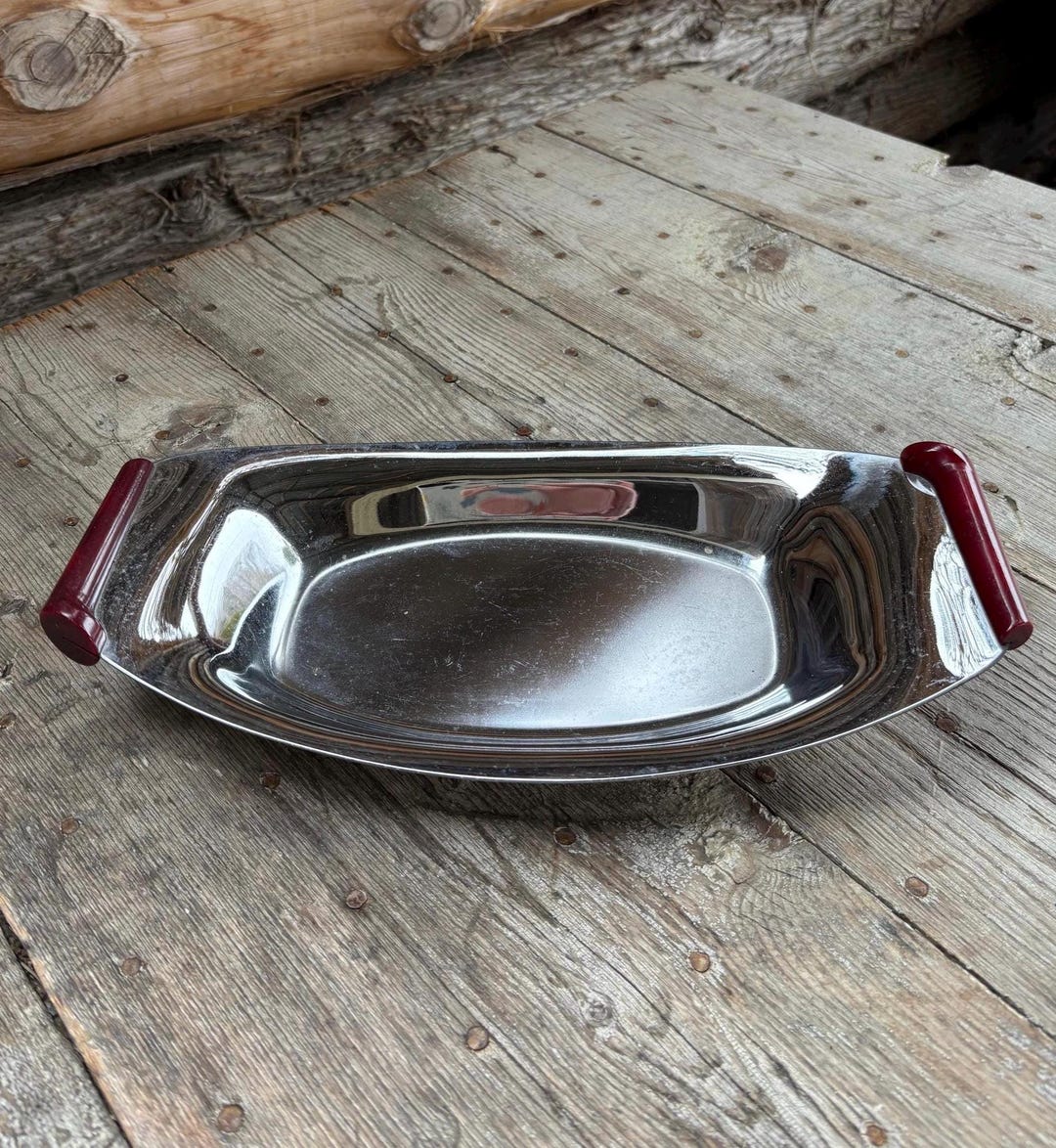 1960s Stainless Steel Tray With Bakelite Handles, Hallway Catchall ...
