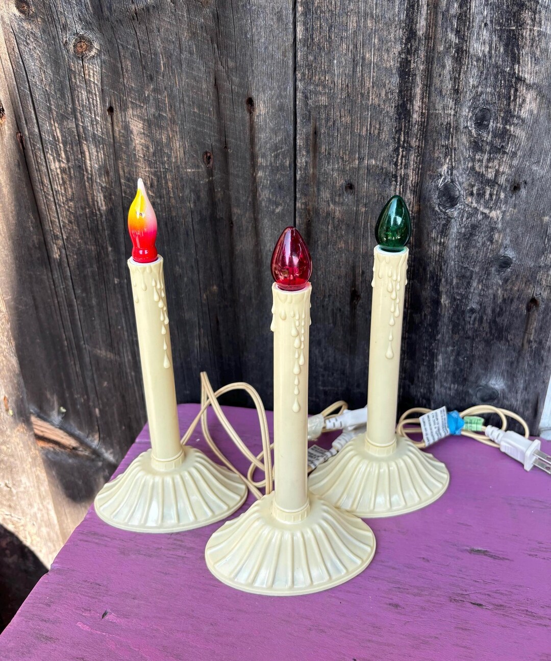Set of 3 Single Light Candolier Candles - Indoor Christmas Candle - GE ...
