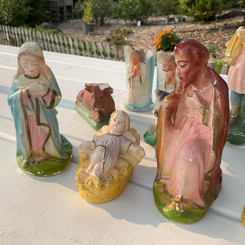 Vintage Chalkware Nativity Set 1940s/1950s. 12 Pieces. - Etsy