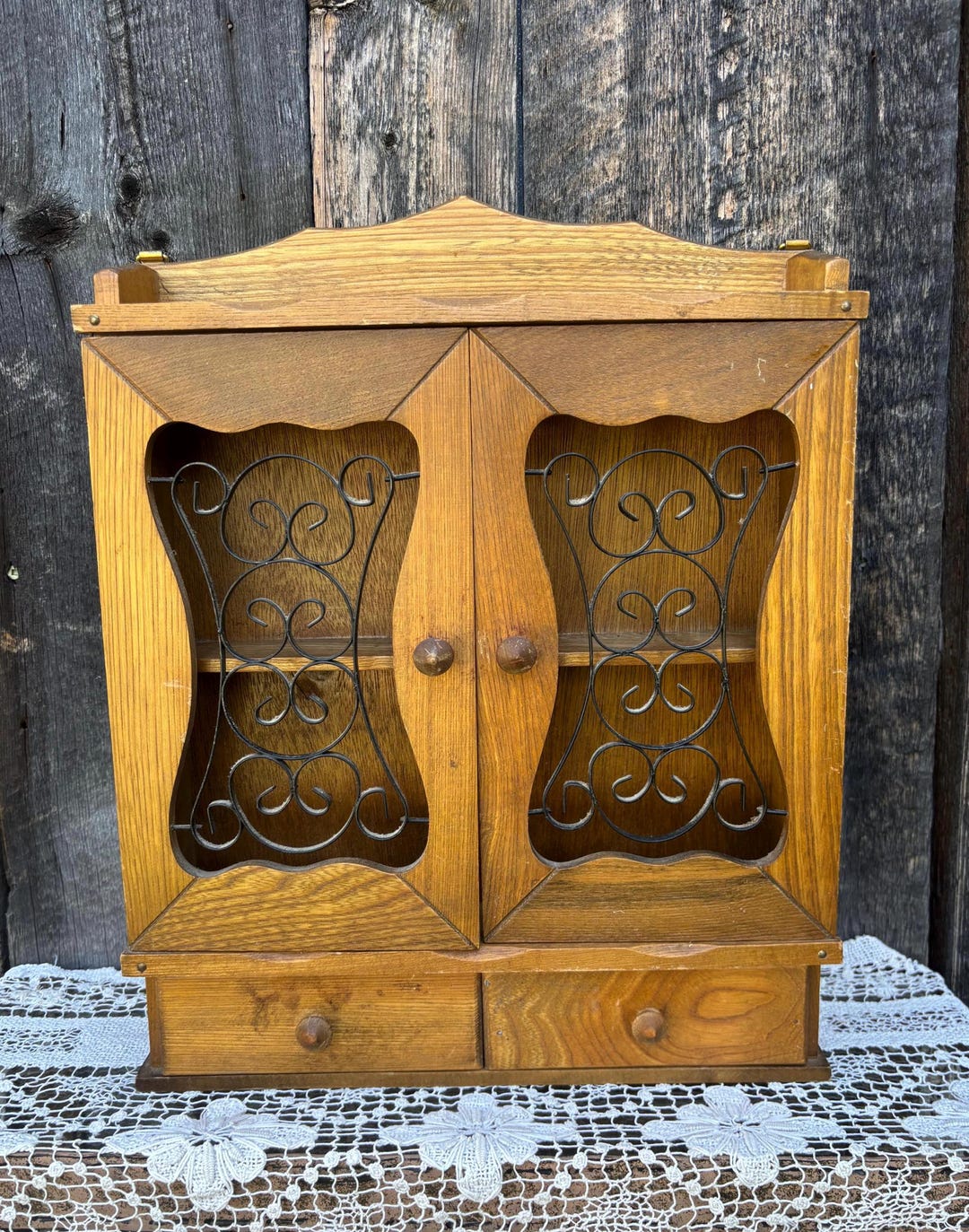 Vintage Wood Spice Rack. Small Vintage Style Storage Unit With 2 ...