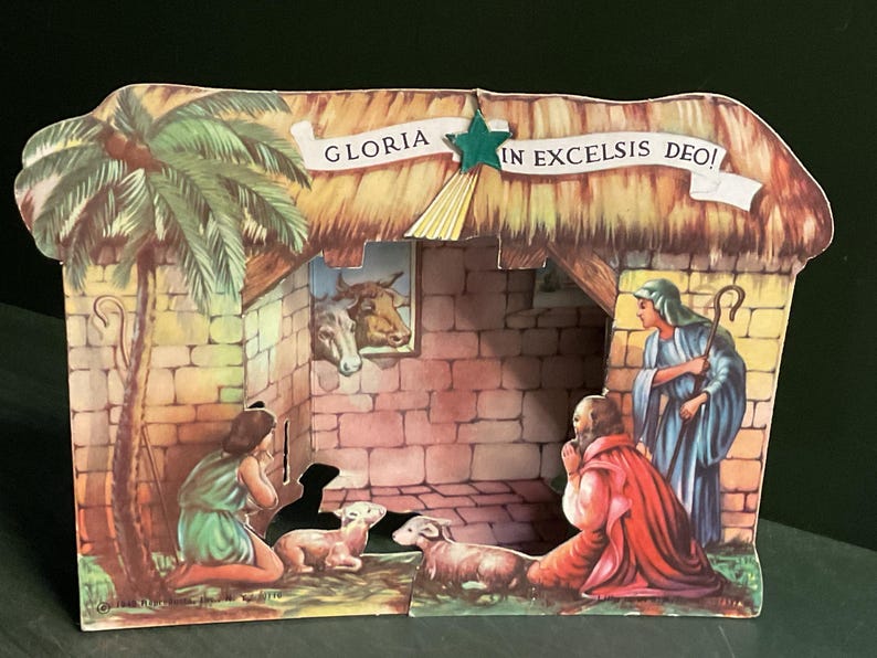 Fold-out Cardboard Nativity Scene, 1940s, Beautiful Condition, 51/2 X 5 ...