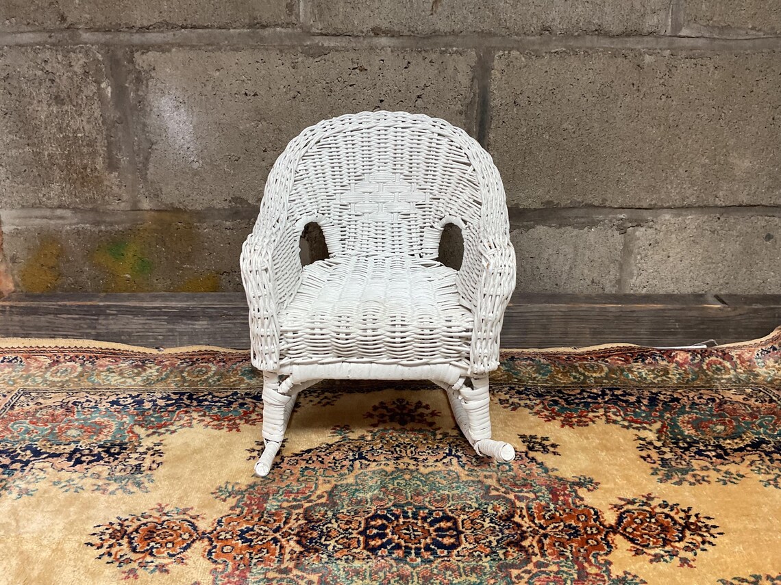 Vintage White Wicker Doll Chair. Rocking Chair. Doll Accessories - 11 ...