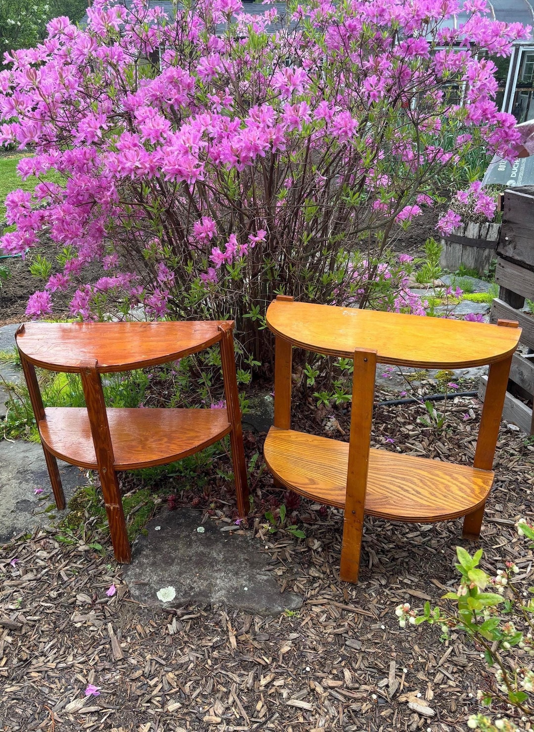 MCM Vintage Half Moon Wooden Side Table, Console Table - Etsy