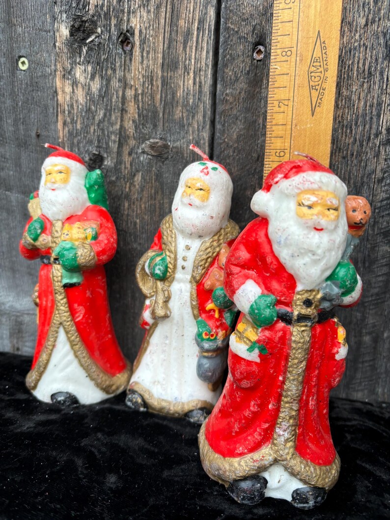Three Old Santa Candles. Old Christmas Candles. - Etsy