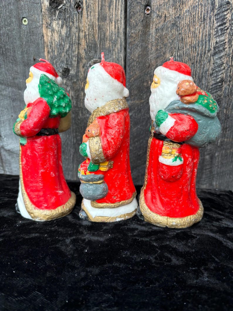 Three Old Santa Candles. Old Christmas Candles. - Etsy