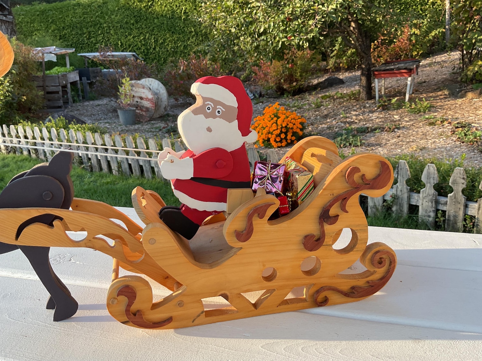 Handmade…. Wooden Santa Sleigh. Santa Claus and the Red-nosed Reindeer ...