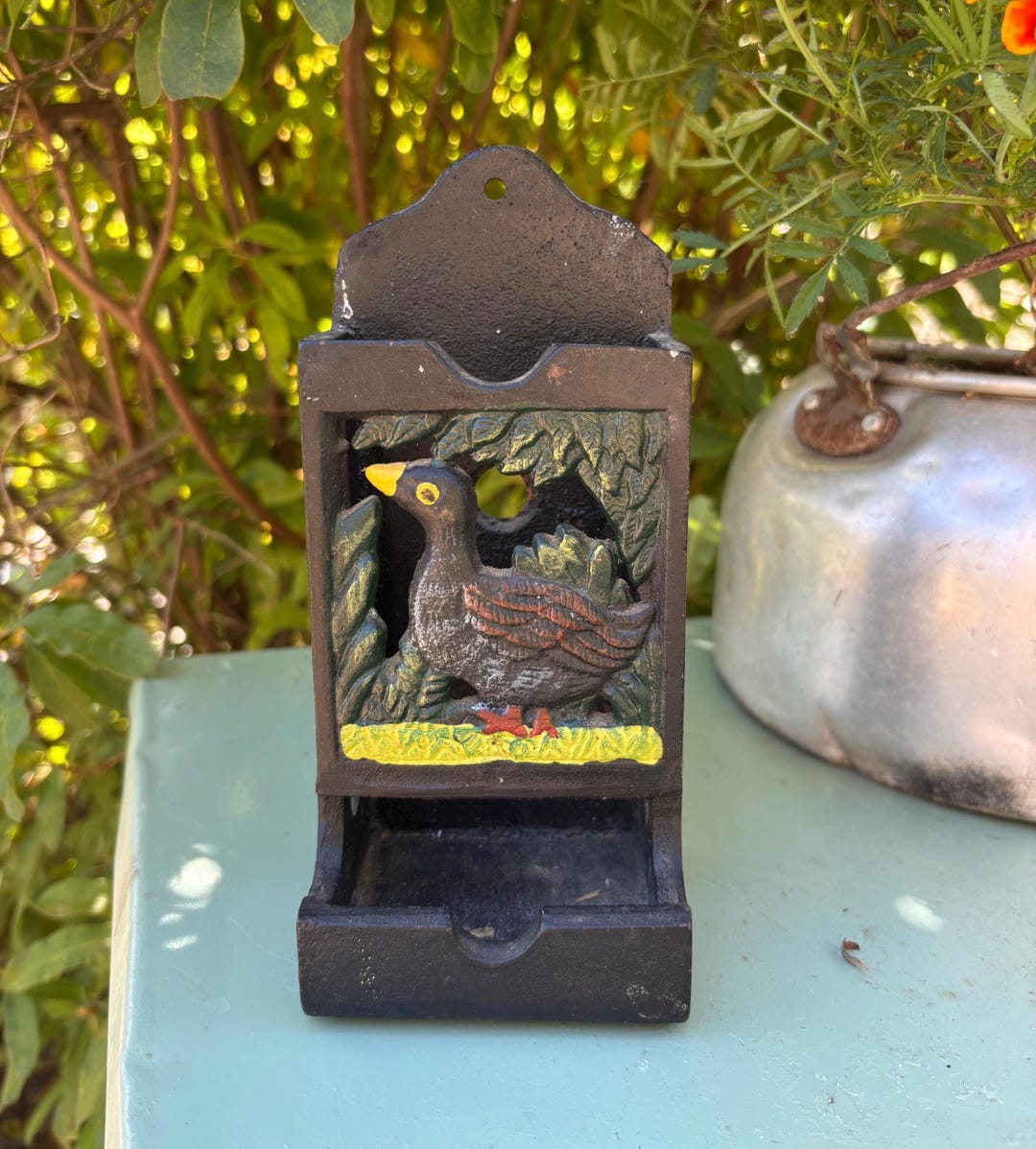 Black Cast Iron Matchbox Holder Fireplace Match Holder. Match Holder ...